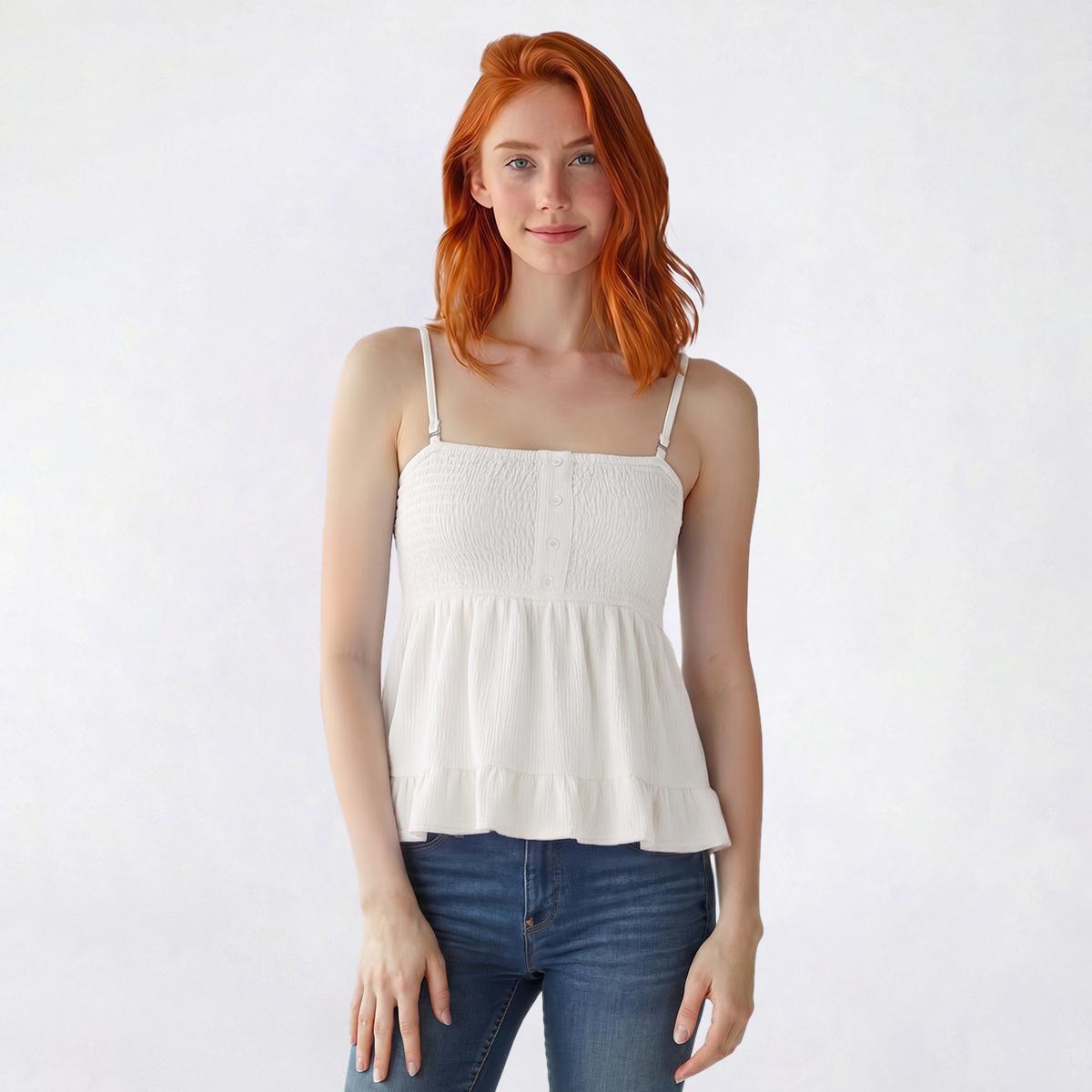 Click here for Juniors Madden Girl Smock Ruffle Hem Camisole prices